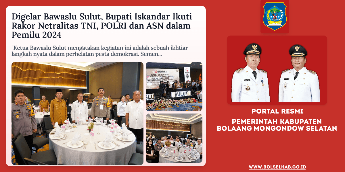 Digelar Bawaslu Sulut, Bupati Iskandar Ikuti Rakor Netralitas TNI, POLRI dan ASN dalam Pemilu 2024