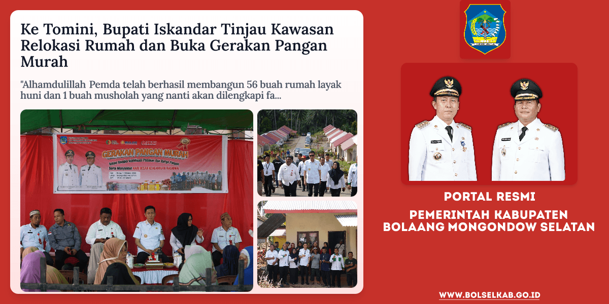Ke Tomini, Bupati Iskandar Tinjau Kawasan Relokasi Rumah dan Buka Gerakan Pangan Murah